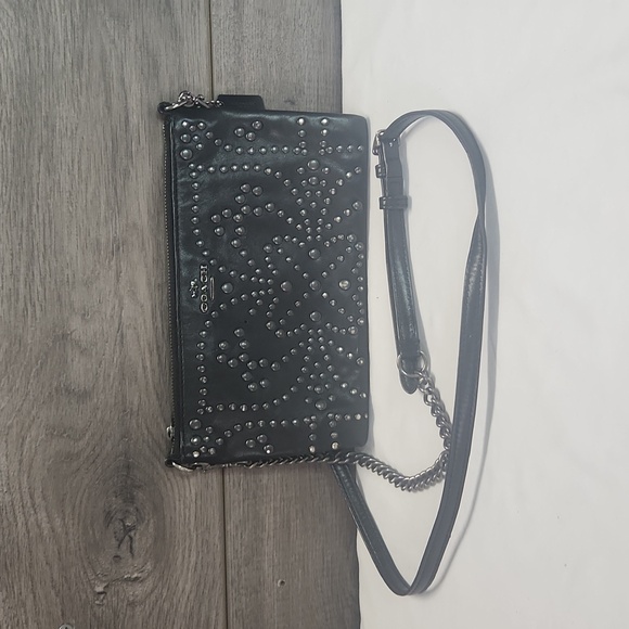 Coach | Bags | Coach Black Studded Leather Small Crossbody Shoulder Bag ...